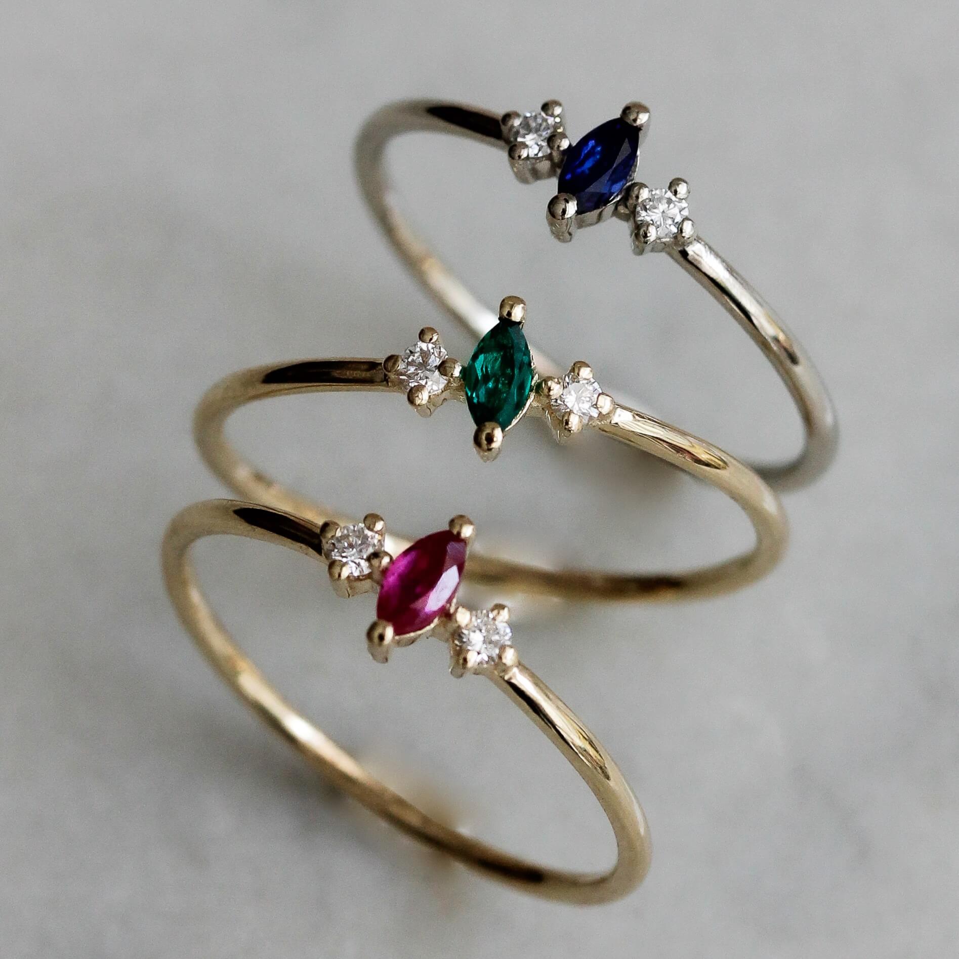 Flora Ring 14K Gold White Diamond Gemstone – She-Ra Jewelry Global