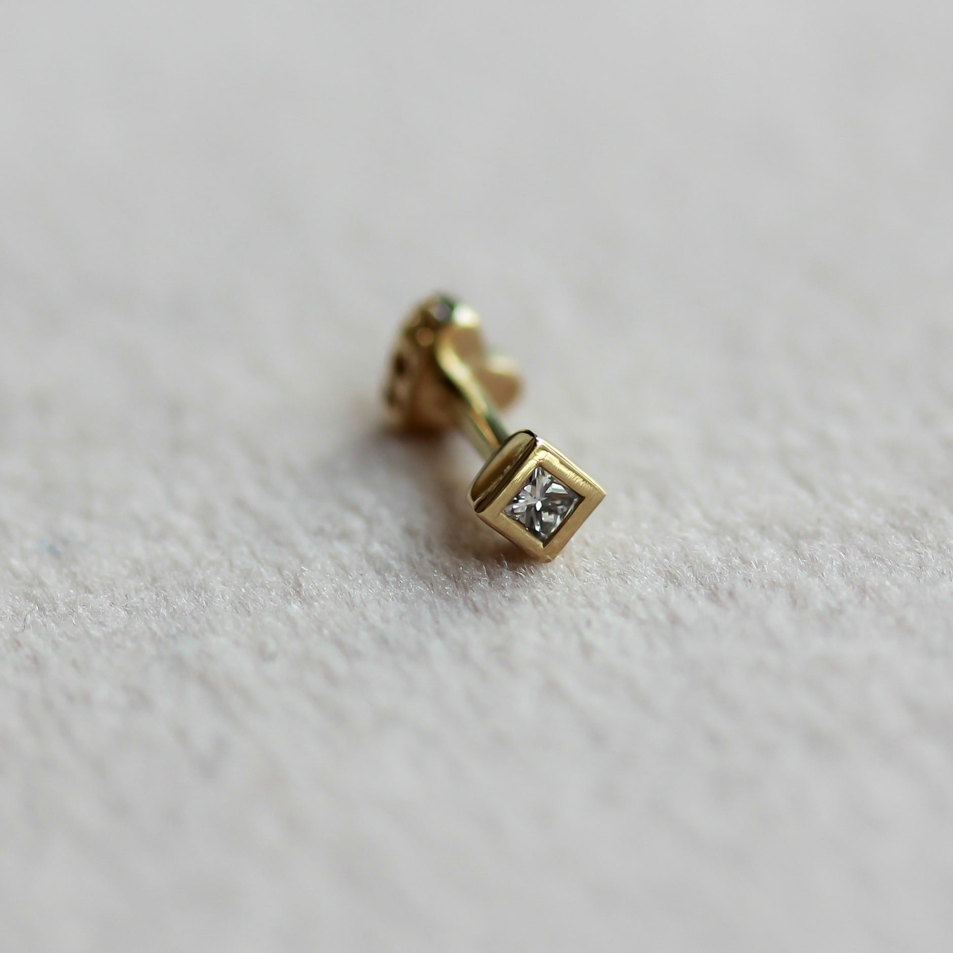 Prince Piercing Earring 14K Gold White Diamond – She-Ra Jewelry Global