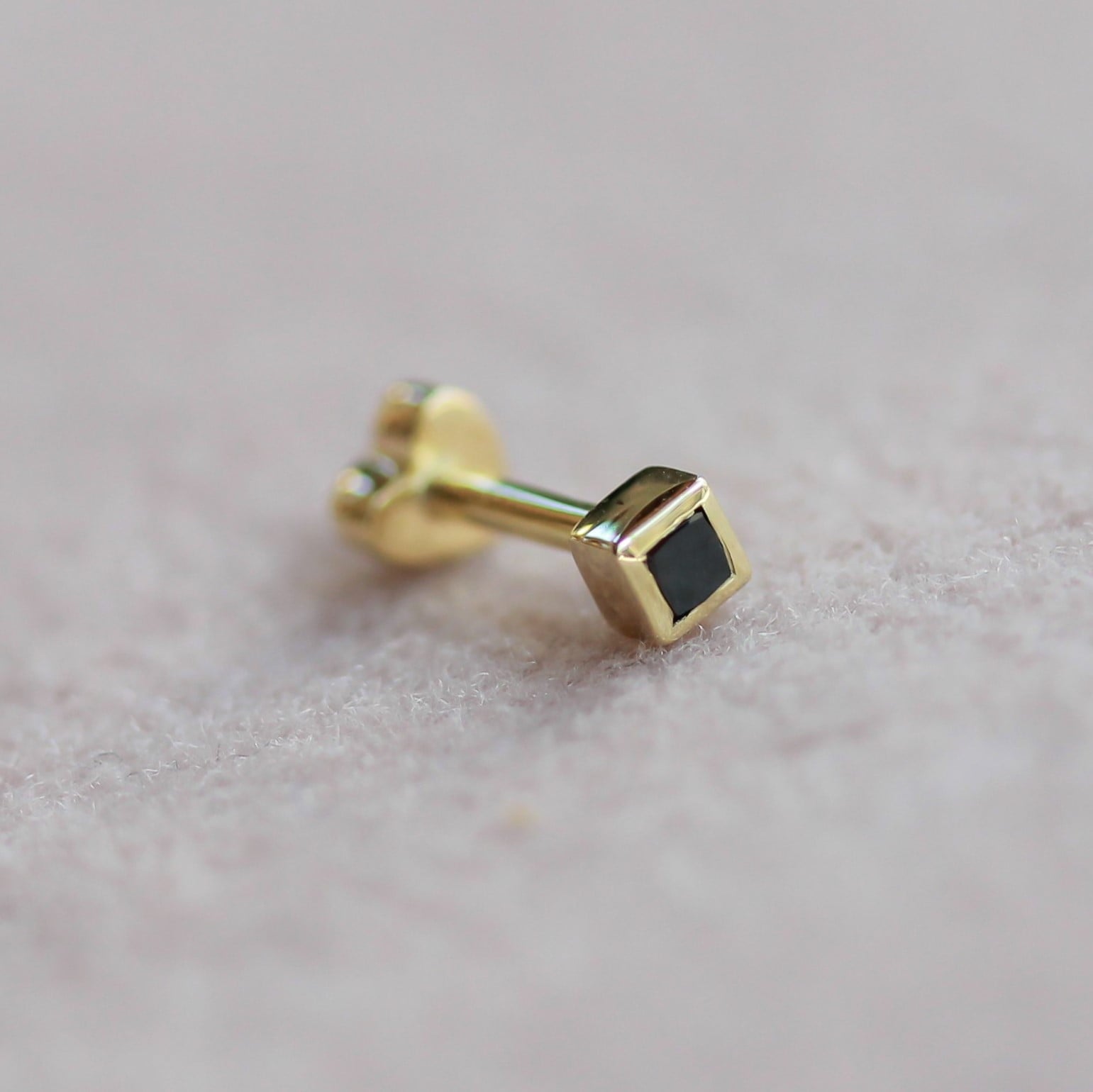 Prince Piercing Earring 14K Gold Black Diamond – She-Ra Jewelry Global
